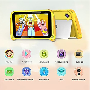 7 inch Android 11 Tablets, 2GB RAM+32GB ROM,Long Battery Life,1.5GHz Quad Core Processor,2 MP Dual Camera,Google Certified, WiFi Bluetooth 4.2 (Yellow)