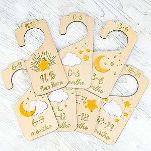 Baby Closet Dividers - Set of 7 Baby Clothes Organizer, 3D Wooden Clothes Organizer from Newborn to 24 Months, Nursery Organizers for Hanger Dividers
