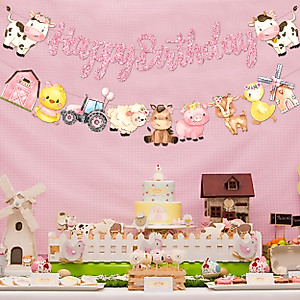 Farm Animal Happy Birthday Banner Farm Animals Birthday Party Decoration 2Pcs Barnyard Animals Banners Farm Themed Birthday Decorations for Animals Baby Shower Supplies