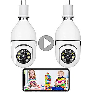 Topiacam 2.4Ghz Light Socket Security Cameras Wireless Indoor Outdoor Light Bulb Security Camera,Light Camera Outdoor with Color Night Vision,2-Way Talk, 7/24 Recording,Motion Tracking