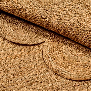 GRUHUM Scalloped Jute Area Rugs 3'x5' ft Natural Fibre Handwoven Boho Reversible Farmhouse Soft Braided Rug Indoor EcoFriendly Livingroom Bedroom Kitchen Hallways Enterways Rectangular Rug