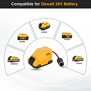 TONSIM Adapter for Dewalt 20V Battery - 20V to 12V Step Down Converter with Cigarette Lighter Interface - Compatible with All 20V Dewalt Batteries, Power Wheel Adapter for All Car Appliances