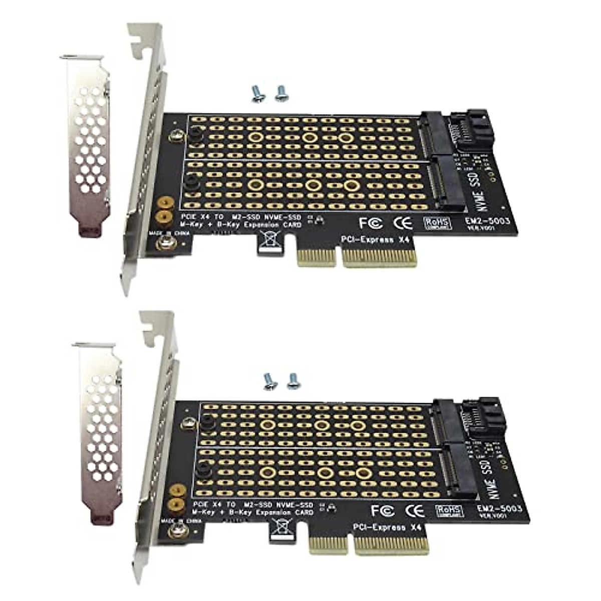 High Performance Durable 2x M.2 Drive Communicates Directly with the PCIe and/or SATA Bus Suitable for a PCIe x4, x8, or x16 slot Vicue