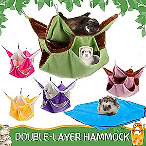 6 Pcs 3 Layers Rat Hammock Pet Cage Hammock Small Animal Hanging Hammock Ferret Cage Accessories Ferret Bed for Guinea Pig Squirrel Rat Chinchilla Sleeping and Playing (6 Colors)