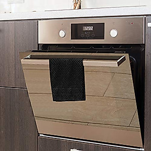 TALVANIA Kitchen Towels 100% Cotton Dobby Weave Terry Towel Set, 15" X 25", 6 Pack Soft and Absorbent Multipurpose Dish Cloth, Hand Towel and All Kitchen Cleaning Machine Washable (Black)