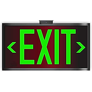 Photoluminescent Exit Sign Red - Framed Flag/Ceiling Mount (Removable Arrows) Code Approved UL 924 / IBC/NFPA/Part Number FRUL-BR-050-R