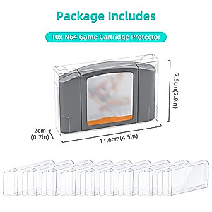 Mcbazel LOT 10 Clear Case Sleeve Protector for Nintendo N64 Games Cartridge (Set of 10)