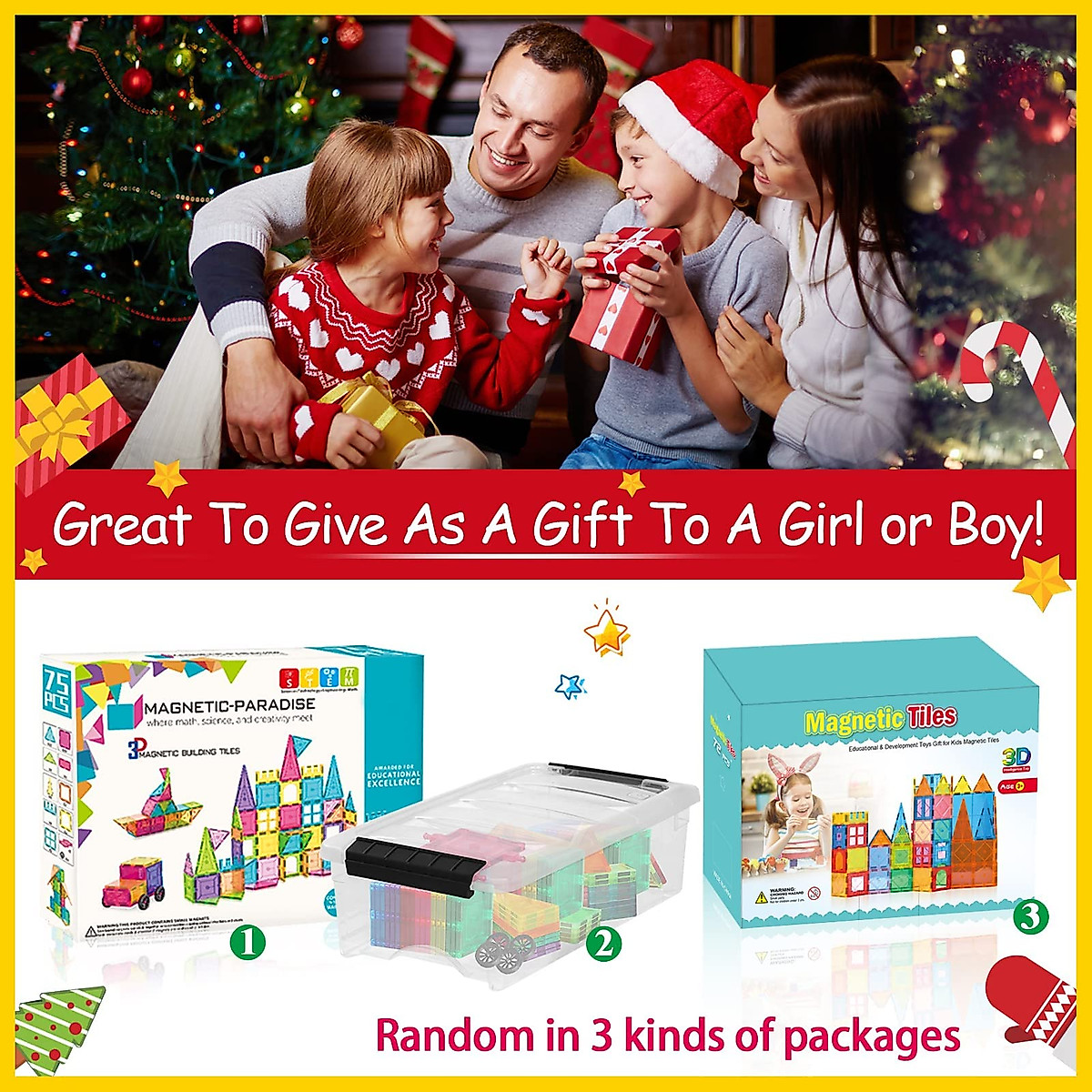 NVHH Magnetic Tiles for 3 4 5 6 7 8+Year Old Boys Girls 72PCS Oversize 3D Magnetic Building Blocks for Kids Age 3-5/STEM Toys for 4-8 Christmas Birthday Gifts