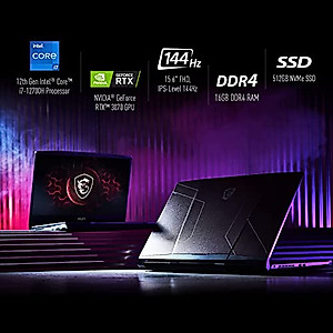 MSI Pulse GL66 Gaming Laptop, 15.6 inch FHD 144Hz Display, 14 Core Intel Core i7-12700H, GeForce RTX 3070 Graphics, 64GB RAM, 1TB NVMe SSD, RGB Gaming Keyboard, Window11 Home, Bundle with JAWFOAL