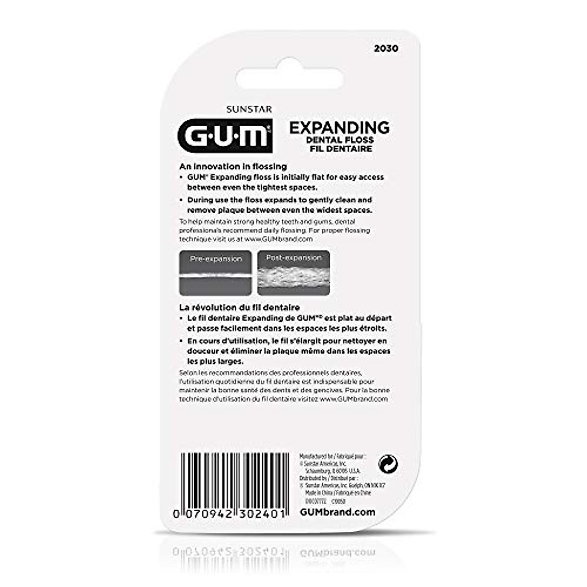 GUM - 10070942302408 Expanding Dental Floss, 43.3 Yards (Pack of 6)
