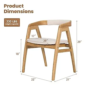 Giantex Accent Chair Set of 2, Bamboo Painted Surface Upholstered Comfy Reading Chair with Anti-Slip Foot Pads, Curved Backrest, Arm Lounge Chair for Bedroom, Living Room, Office, Natural