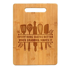 Bamboo Wood Cutting Board Everything Tastes Better When Grandma Makes It Grandmother