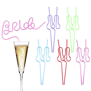 Bride Straw - Bachelorette Party Supplies 11 PCS Diamond Ring Colorful Straws, Bridal Shower Favors Supplies Party Decorations Bride to Be Gift