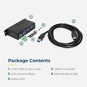 4 Port USB 3.2 Gen 1 Powered Hub w/ESD Surge Protection