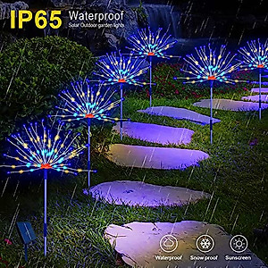 BQOQB 2Pack Solar Firework Lights Garden Lights 150 LED Solar Decorative Lights Waterproof Stake Landscape Lights with 2 Flashing Modes for Outdoor Patio Yard Lawn Pathway Landscape Decor…