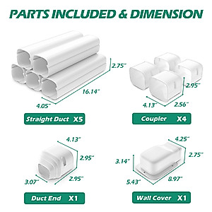TAKTOPEAK 4" 7.5 Ft Mini Split Line Set Cover, Line Set Cover Kit for Mini Split Air Conditioner and Central AC
