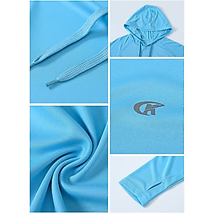 Yundobop Men's UPF 50+ Rash Guard Swim Shirt Long Sleeve Athletic Hoodies Lightweight Fishing Running Thumbholes Shirt Sky Blue L