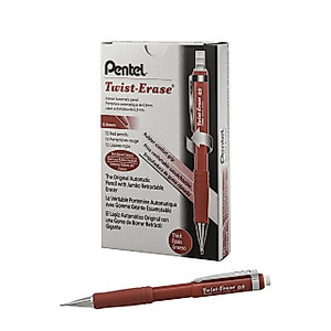 Pentel Twist-Erase III Mechanical Pencil, (0.9mm), Red Barrel