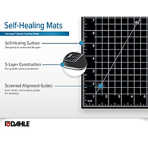 Dahle Vantage 10670 Self-Healing Cutting Mat, 9"x12", 1/2" Grid, 5 Layers for Max Healing, Perfect for Crafts & Sewing, Black