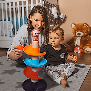 FUN LITTLE TOYS Ball Drop Toys for Toddler 1-3, 9 Layer Roll Swirling Ball Tower with 3 Balls, Ball Run Ramp for Baby Learning Development Educational Activities Toy Birthday Gift
