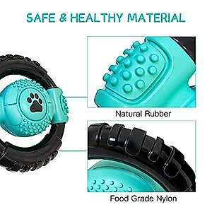 Dog Toys for Aggressive Chewers, Squeaky Tough Dog Chew Toys for Large Medium Small Dogs, Indestructible Durable Nylon and Natural Rubber Dog Teething Toy with Milk Flavor