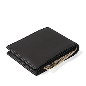 Leatherology Black Onyx Thin Bifold Wallet - Slim silhouette, Ample storage, Hidden interior pocket