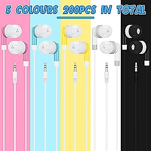 100 Packs Bulk Earbuds Headphones Earphones Kids Colorful in Ear Earbuds Classroom Headphones Bulk Wired Ear Buds Earphones Bulk for Kids Adults Smartphones Laptop Classroom School Library