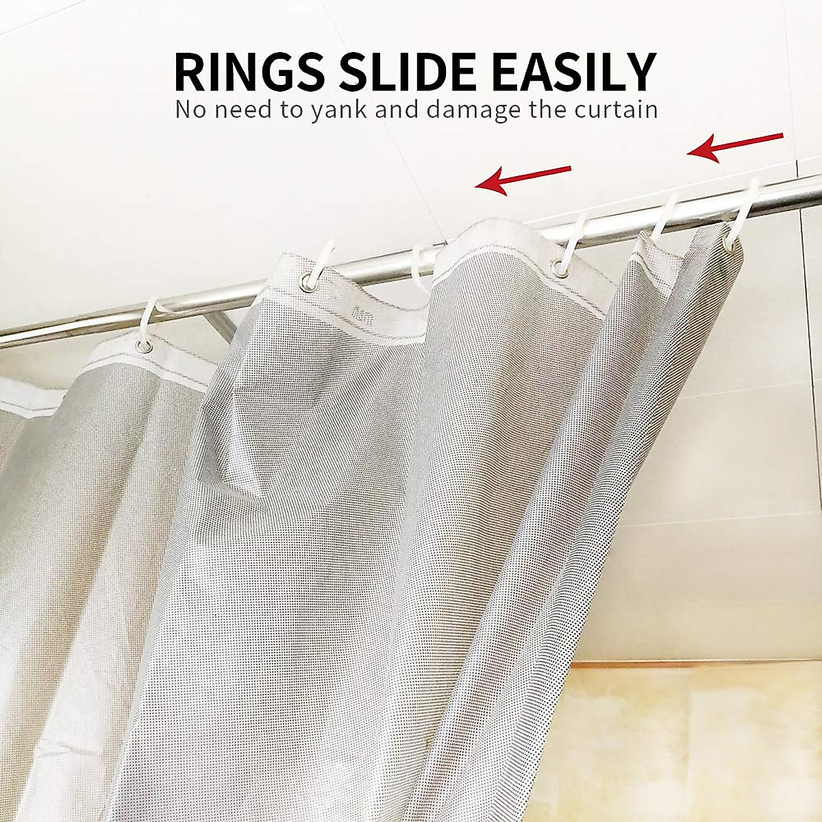 FANDAMEI 36 Pieces Shower Curtain Rings, Plastic Shower Curtain Hooks Hanger for Bathroom Shower Window Rod, C Shaped Shower Hooks for Shower Curtain