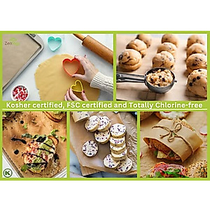 Zenlogy Parchment Paper Sheets 12x16 for Baking - Unbleached Chlorine-free, High Heat, Non-Stick Pre-Cut Parchment Paper for Half Sheet Pans (200 sheets)