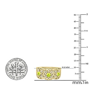 Dazzlingrock Collection 18K Round Peridot & White Diamond Ladies Bridal Engagement Ring, Yellow Gold, Size 6.5