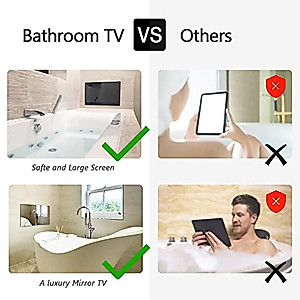 elecsung 22 inch Smart TV for Bathroom Mirror IP66 Waterproof Full HD with Wi-fi and Bluetooth (ATSC) Tuner (Full Screen Touch Panel+Android 7.1)