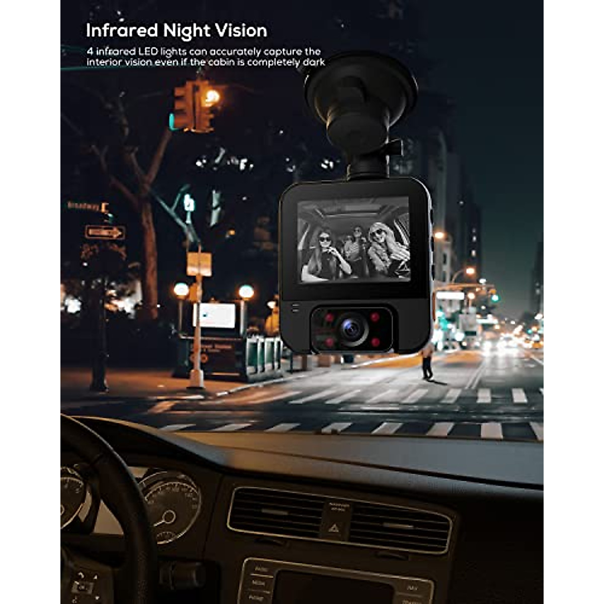 iZEEKER 2K Dash Cam Front and Inside, 1440P Dual Dash Camera for Cars with Starvis Sensor, Infrared Night Vision for Taxi Driver, Accident Record, Loop Recording, Parking Mode