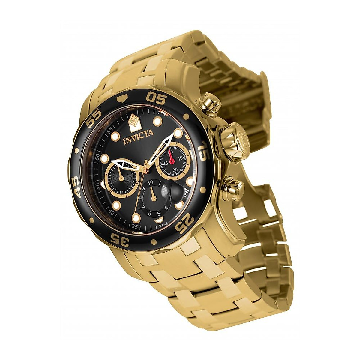 Invicta Men's 80064 Pro Diver Chronograph Charcoal Dial 18k Gold Ion-Plated Stainless Steel Watch