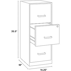 Scranton & Co 3 Drawer Metal Vertical File Cabinet with Lock Arctic Silver