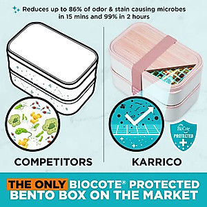 KARRICO Double Premium Bento Box, 67 fl oz BPA Free - Two Stackable Containers with Leak-Proof Lids & Adjustable Dividers For Easy Portion Control & Meal Prep Lunch Box (Dusty Pink)