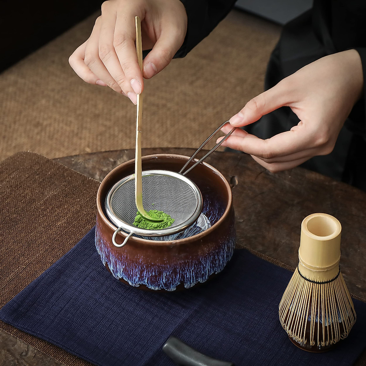 TEANAGOO Matcha Tea Set, Japanese Tea Set, Matcha Bowl, Matcha Bamboo Whisk, Scoop, Sifter, Matcha Whisk Holder, Matcha whisk stand, Matcha whisk set N16,Matcha Green Tea Powder Kit. Matcha Tea Kit…