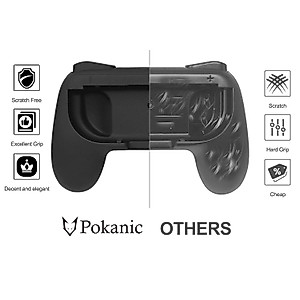 Pokanic Switch Hand Grips 2 Pack Compatible with Nintendo Switch Grips Joy-Con, Pro Controllers, Holder, Pads, Wear Resistant Handle Kit, Scratch Fee, Non-Slip Accessories (Black and Black)