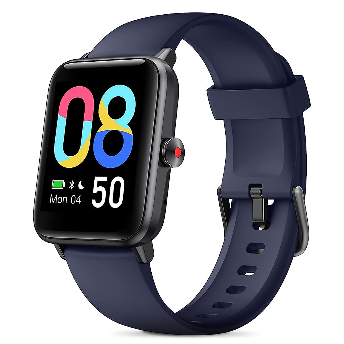 MEGIR Built-in Alexa Unisex Sports 1.55" Touch Screen Smart Watch Fitness Tracker/Heart Rate/Sleep Monitor/Sleep Monitor/SpO2 Pedometer with Blue Silicone Strap Touch Screen for Android iOS System