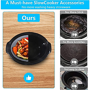 Silicone Slow Cooker Liner, Crock Pot Liners Reusable, Easy Clean, BPA Free, Leakproof, No Melt Silicone Slow Cooker Insert, Dishwasher Safe Liner for 7 Quart to-8 Quart Crock Pot Slow Cookers