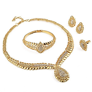 Huangshanshan 24K Gold Plated Jewelry Set White Stone Choker Jewelry Set Habesha Eritrea