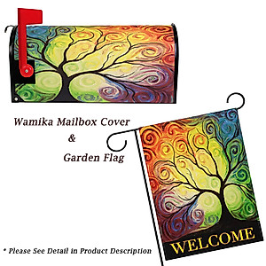 Colorful Rainbow Tree of Life Branch Mailbox Covers Standard Size Abstract Tree of Life Summer Spring Autumn Winter Magnetic Mail Cover Letter Post Box 21" Lx 18" W