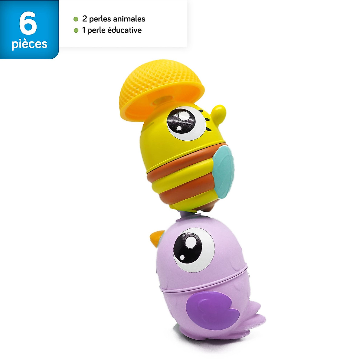 Lalaboom My First Step-by-Step Developmental Sensory 6 Piece Character Bead Activity Tube Set – Pop, Twist, Mix, and Stack— Montessori Method STEM Focus – Dishwasher Safe - Ages 10 Months+ - BL311