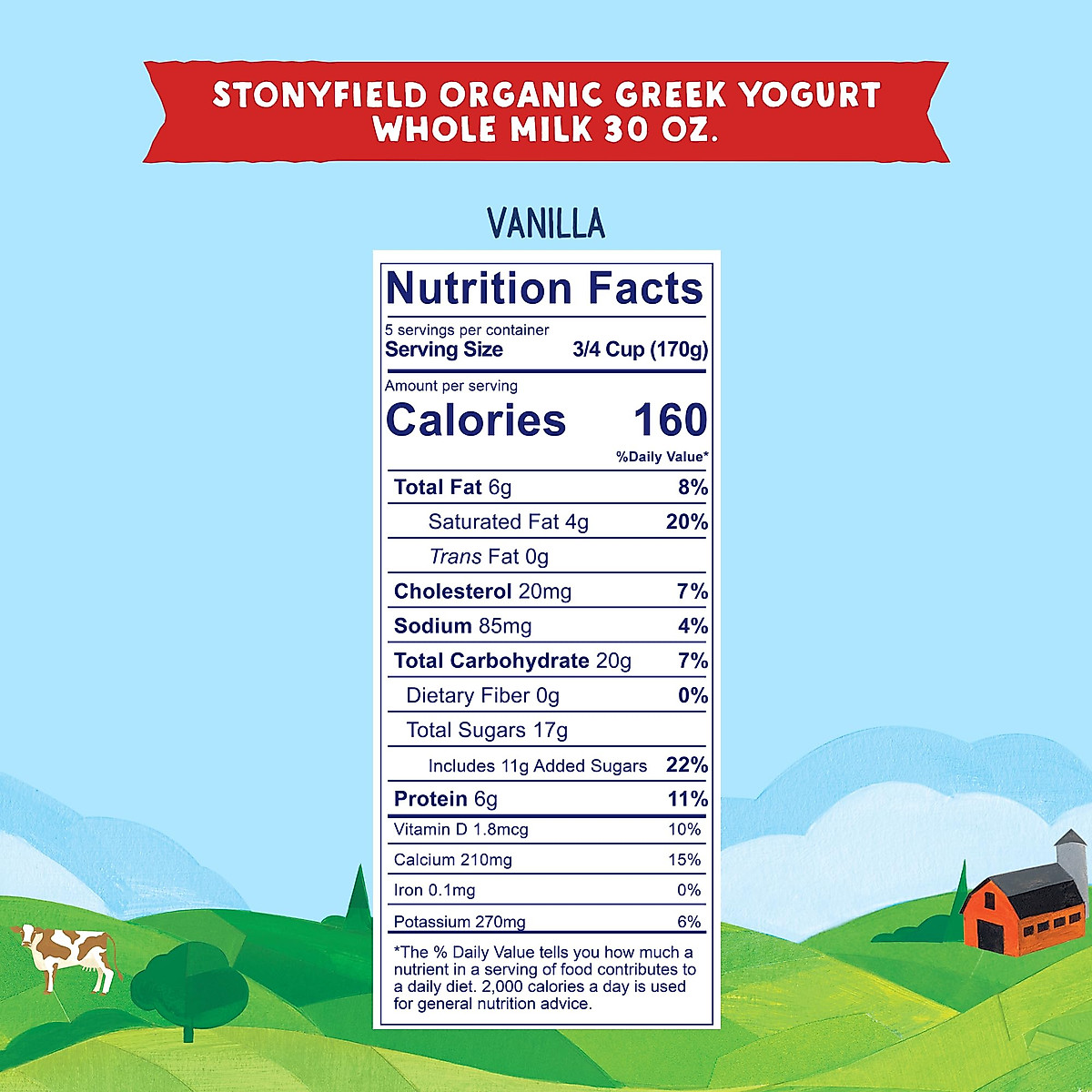 Stonyfield Organic Whole Milk Probiotic Yogurt, Vanilla, 32 oz. – Immunity & Digestive Health