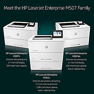 HP LaserJet Enterprise M507x Wireless Monochrome Printer with built-in Ethernet, 2-sided printing & extra paper tray (1PV88A)