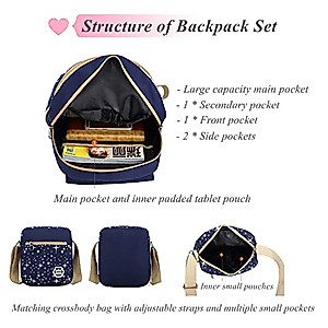 Star Print Girls Canvas Backpacks Set for School, School Bags Bookbags for Teenage Girls, with Crossbody Bag, 3 Pieces