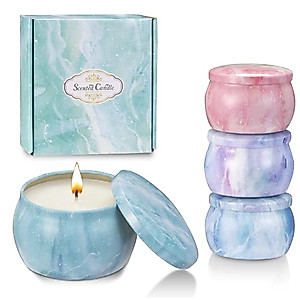 4 Pack Scented Candles Gift Set for Women, chfine 4.4oz Soy Wax Portable Jar Candles with Essential Oils for Bath, Aromatherapy Candles for Home, Ideal for Mothers Day, Birthday, Christmas, Holiday