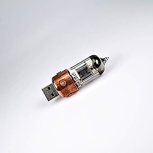 Handmade 256GB Orange Pentode Electron Vacuum Tube USB 3.1 Flash Drive with Wood Stand. Steampunk/Industrial Style