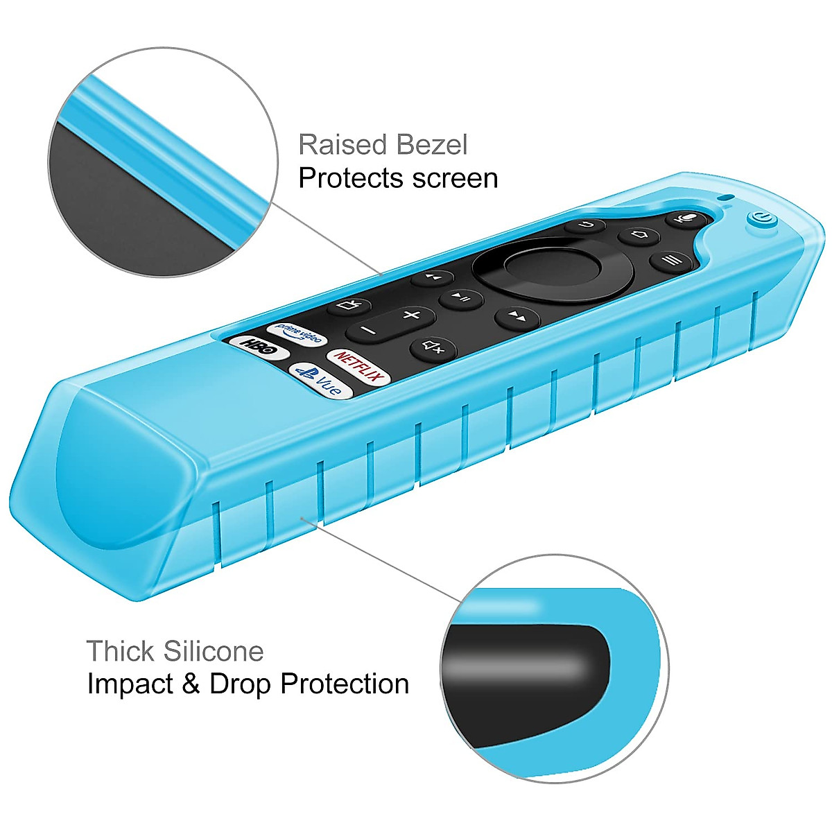 CaseBot Silicone Case for Amazon Insignia Smart HD Fire TV Voice Remote (2019) - Honey Comb Series [Anti Slip] Shockproof Cover Compatible with Element Smart Fire TV Voice Remote, Blue-Glow