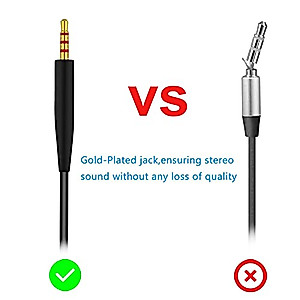 QC45 Audio Cable Replacement Headphone Cord Wire Compatible with Bose Quietcomfort 35 QC25 QC35 QC45 OE2i Soundlink SoundTrue NC700 Headphones Aux Cord(Black with Mic)