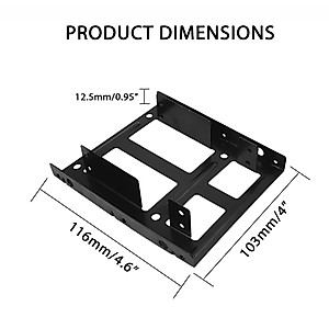 YAODHAOD Dual SSD Mounting Bracket, 2.5 to 3.5 Internal Hard Drive Adapter, SSD HDD Drive Bays Metal Mounting Holder Kit (Pack of 2) (Dual SSD Adapter)